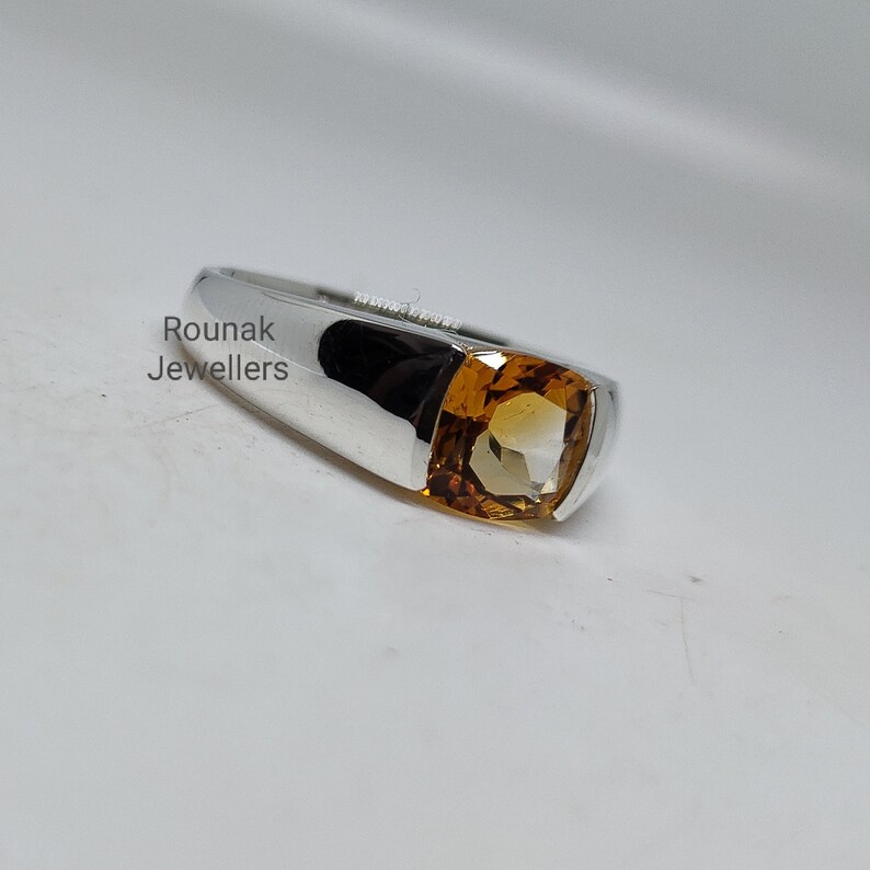 Natural Citrine Ring: Cushion Cut, 925 Sterling Silver - Etsy