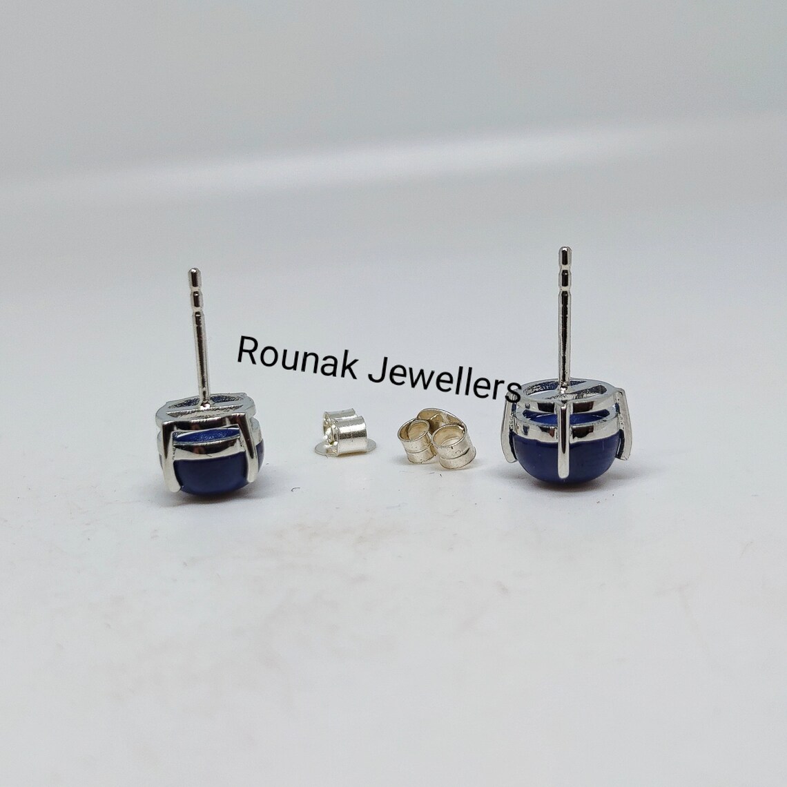 Round Blue Star Sapphire Earrings Dainty Lindy Star Studs - Etsy
