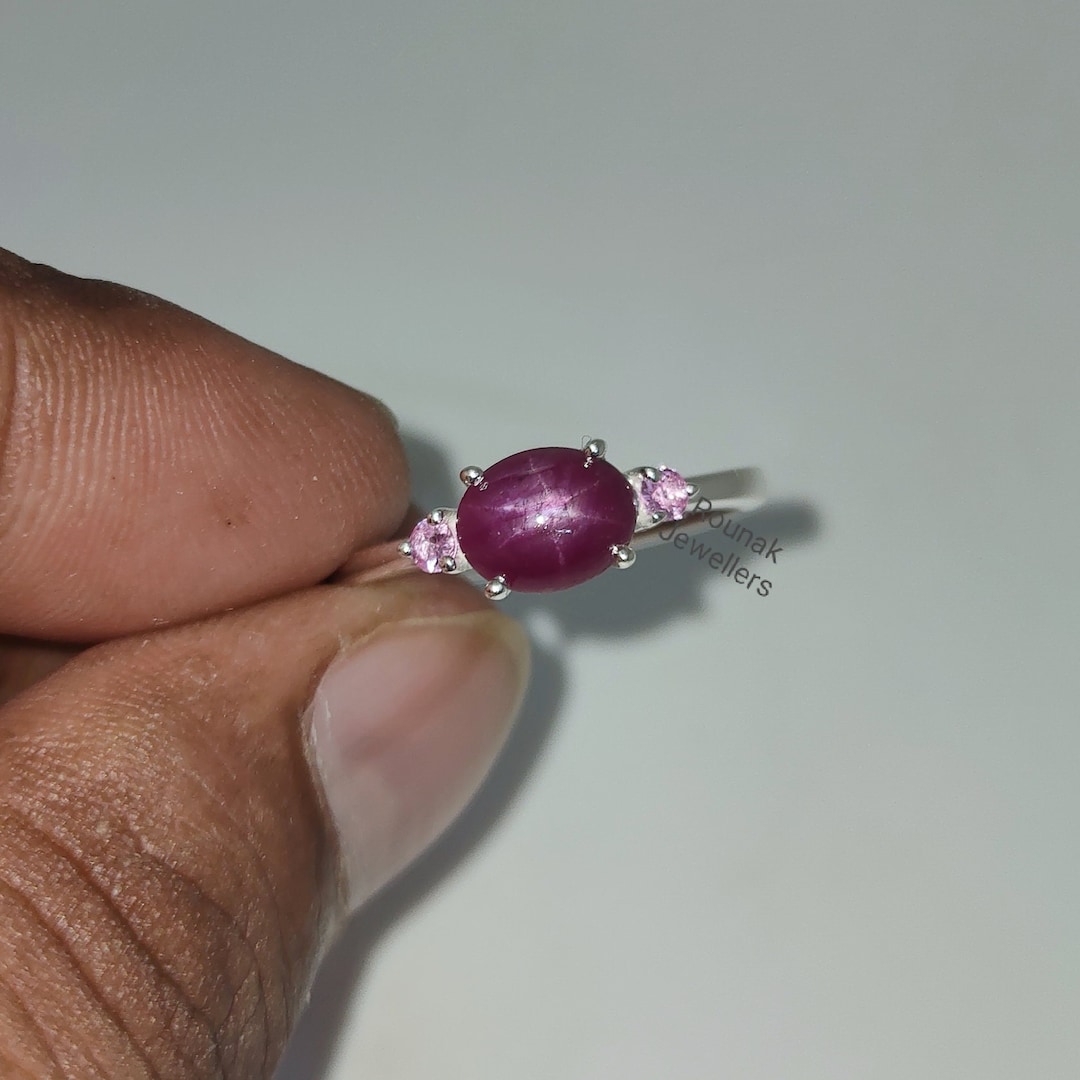 Vintage Star Ruby 925 Sterling Silver Ring With Pink Sapphires - Etsy