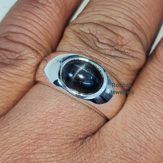 Natural Black Star Ring Solitaire Ring Solid 925 Sterling | Etsy