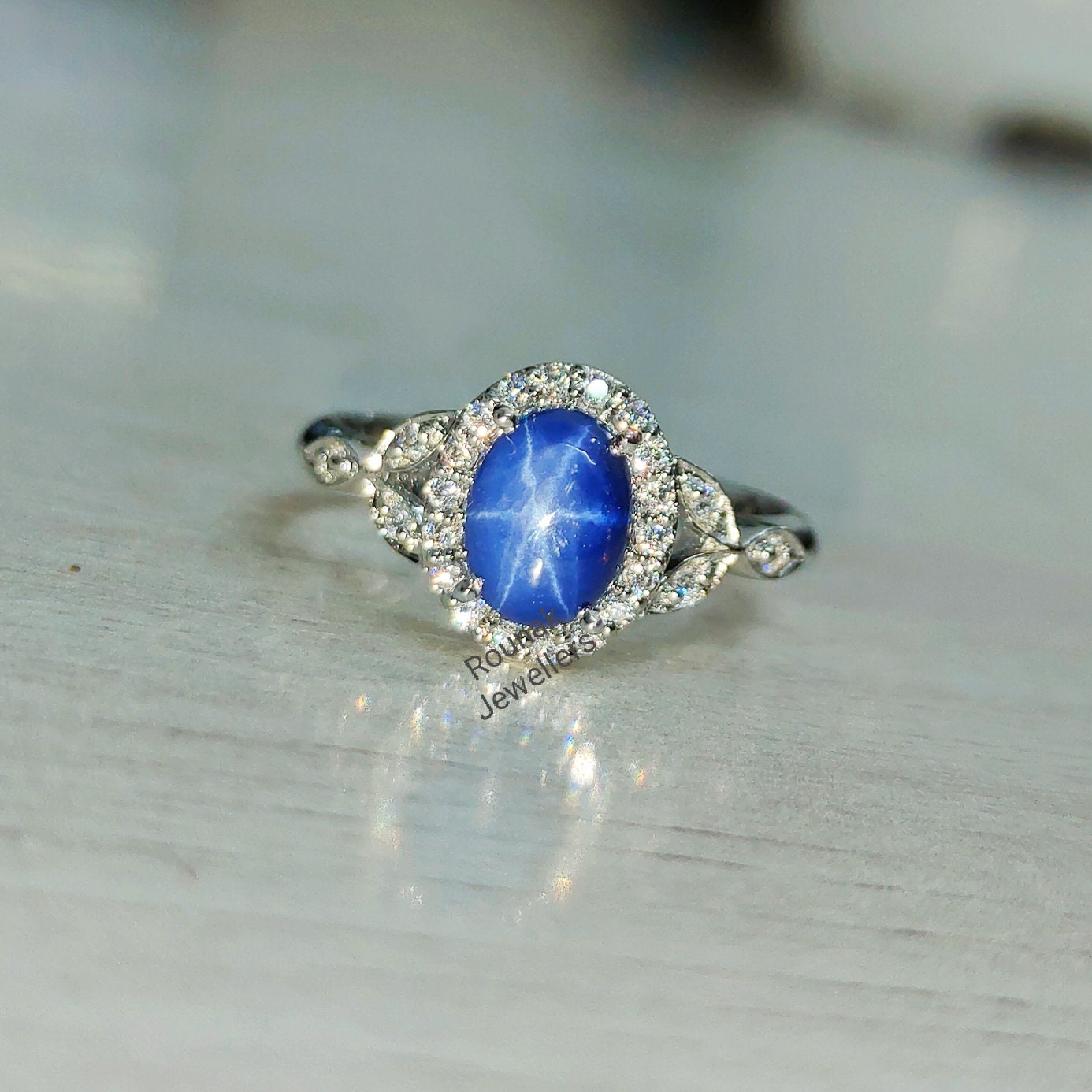 Vintage Blue Star Sapphire Silver Rings Cubic Zirconia Ring | Etsy