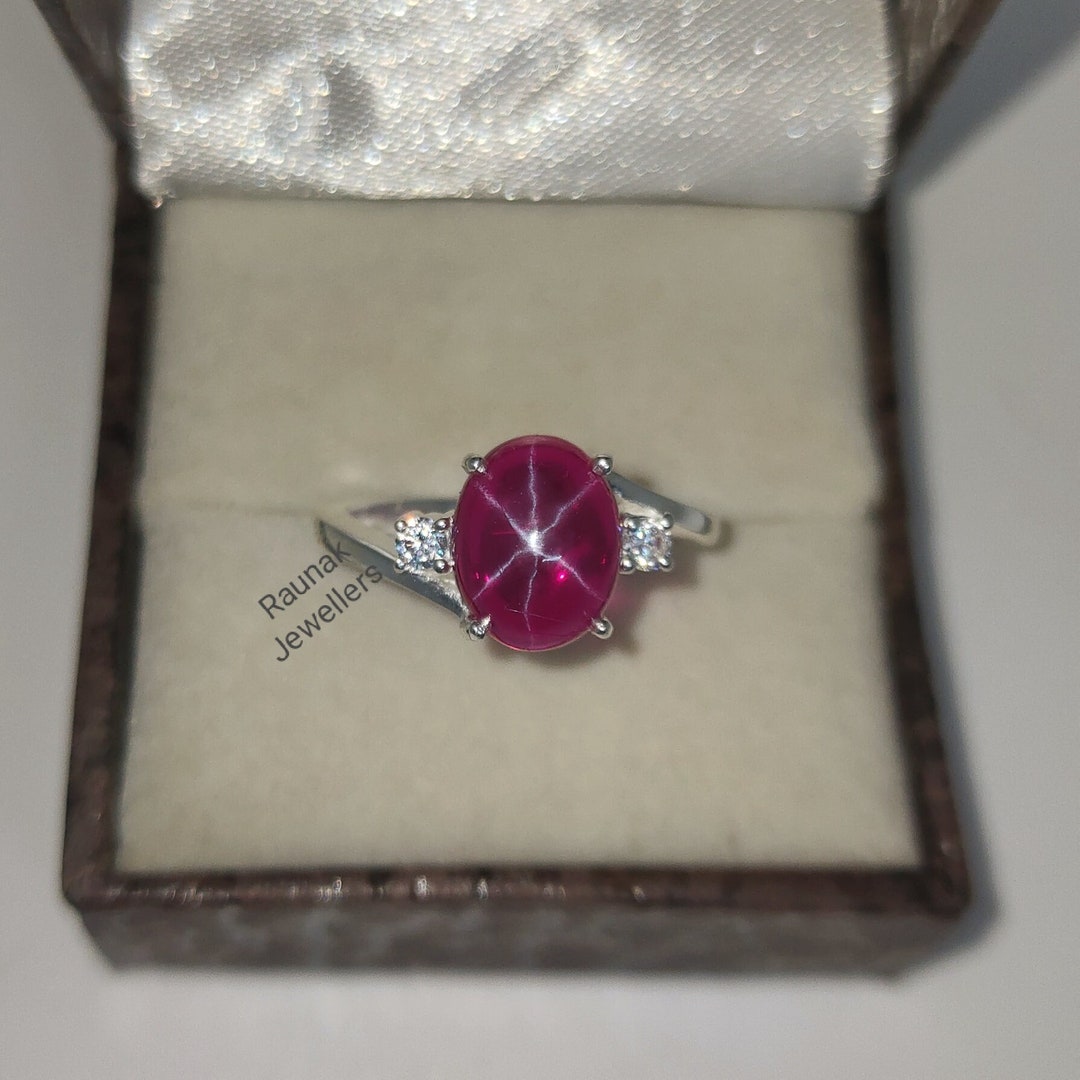 AAA Quality Lindy Star Ruby Ring, Stackable Ring, 925 Sterling Silver ...