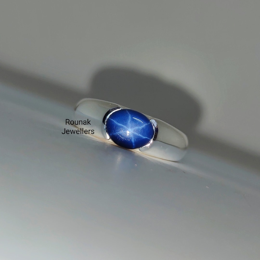 Blue Star Sapphire Ring, Solitaire Ring, 925 Sterling Silver, Lindy ...