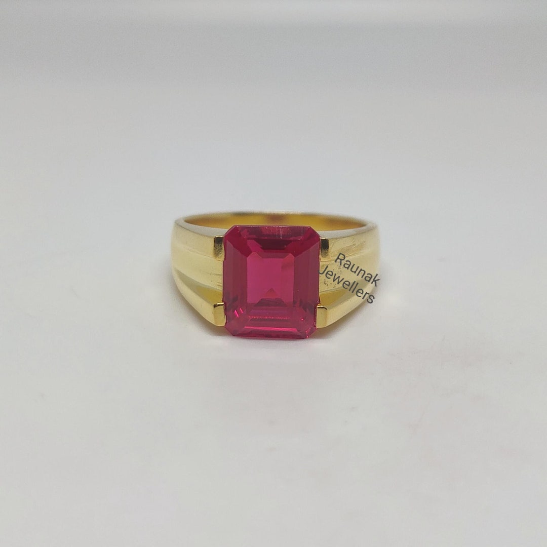 Lab Created Ruby Ring, Signet Ring for Men, Minimalist Ring, 925 Silver ...