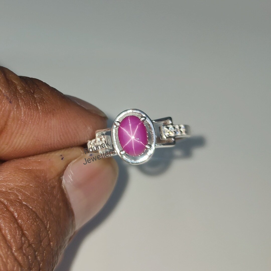 Pink Star Sapphire Ring, Lindy Pink Star Ring, 925 Sterling Silver ...