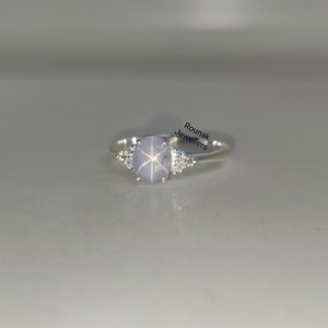 White Star Sapphire Ring Engagement Ring 925 Sterling - Etsy