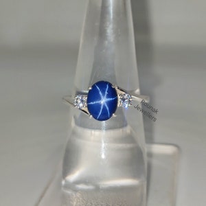 Blue Star Sapphire Ring, Engagement Ring, 925 Sterling Silver, Lindy ...