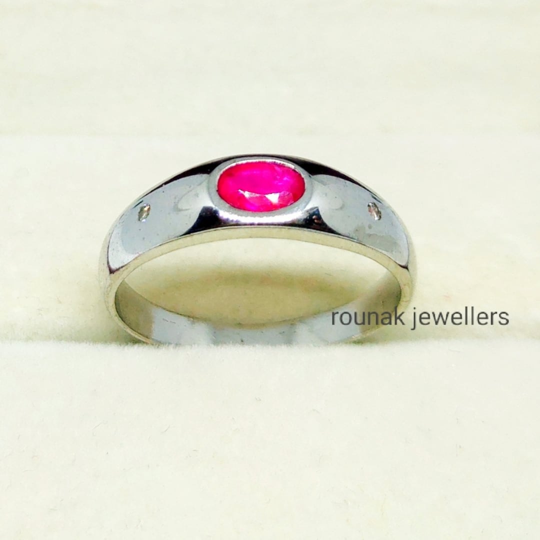 Rubin Ring Silber, Natürlicher Top Qualität Oval Roter Rubin Edelstein ...