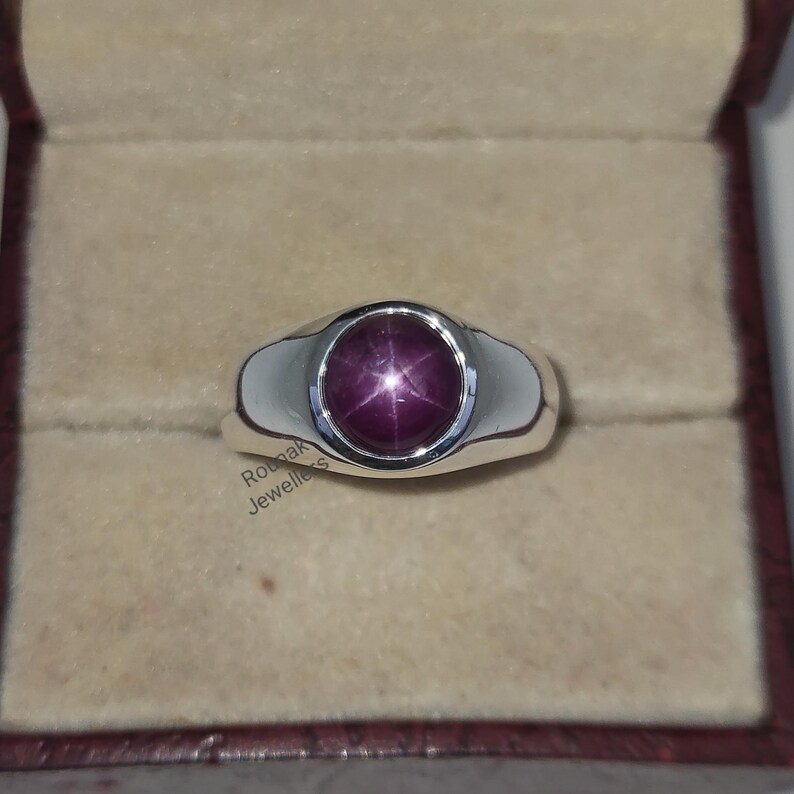 Sterling Silver Star Ruby Ring: Round Solitaire Birthstone - Etsy