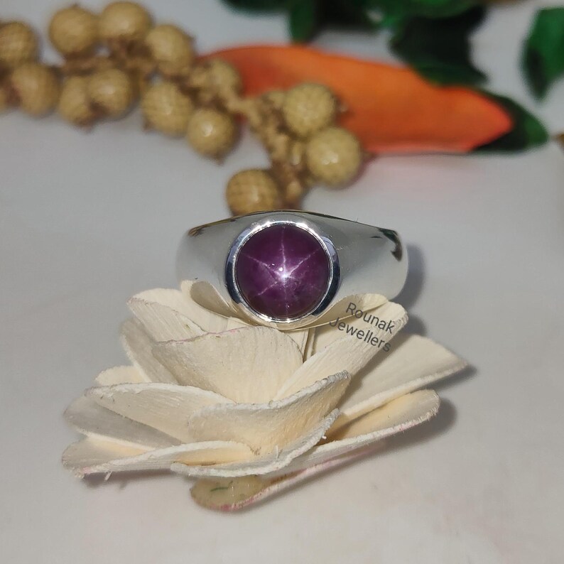 Sterling Silver Star Ruby Ring: Round Solitaire Birthstone - Etsy