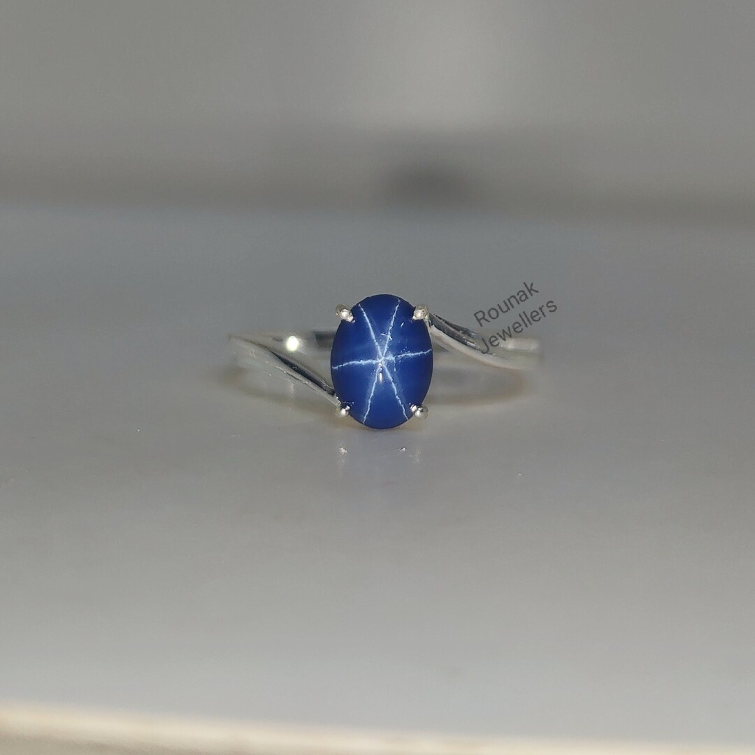 Sterling Silver Blue Star Sapphire Ring: Dainty Promise Ring - Etsy