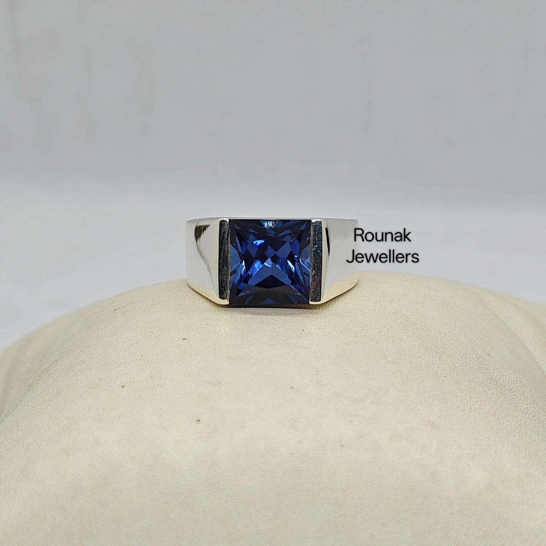 4.70 Ct Handmade Ring, Lab Blue Sapphire Ring, 925 Sterling Silver ...