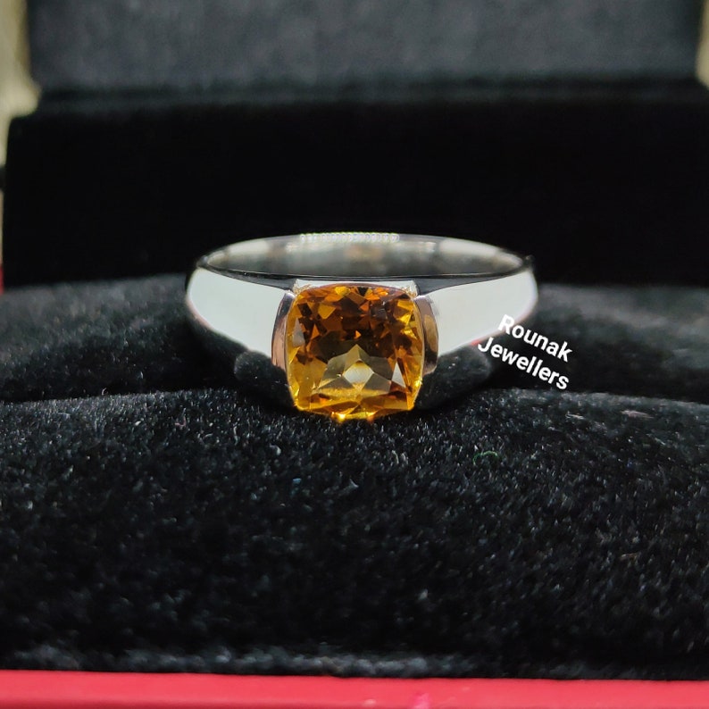 Natural Citrine Ring: Cushion Cut, 925 Sterling Silver - Etsy