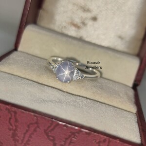 White Star Sapphire Ring Engagement Ring 925 Sterling - Etsy