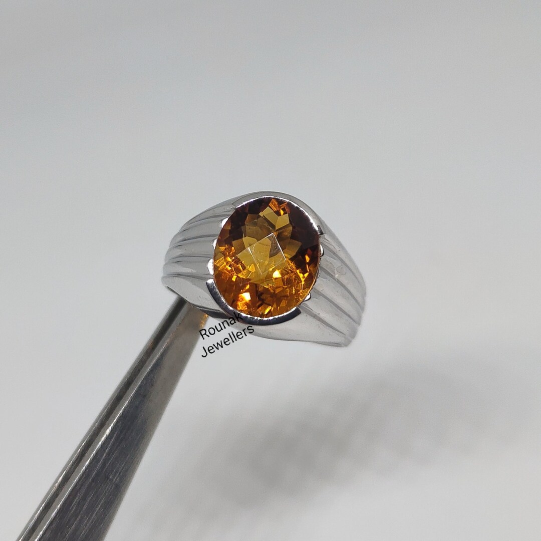 Natural Citrine Ring, Men Citrine Silver Ring, Citrine Stone, 925 ...
