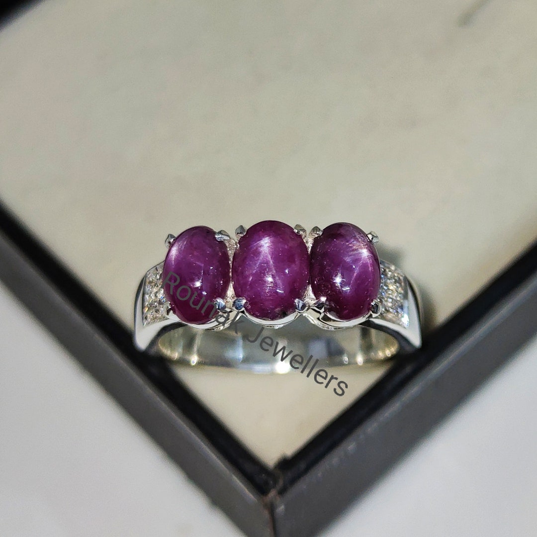 Genuine Star Ruby Ring, Minimalist Ring, 925 Silver Ring, July ...