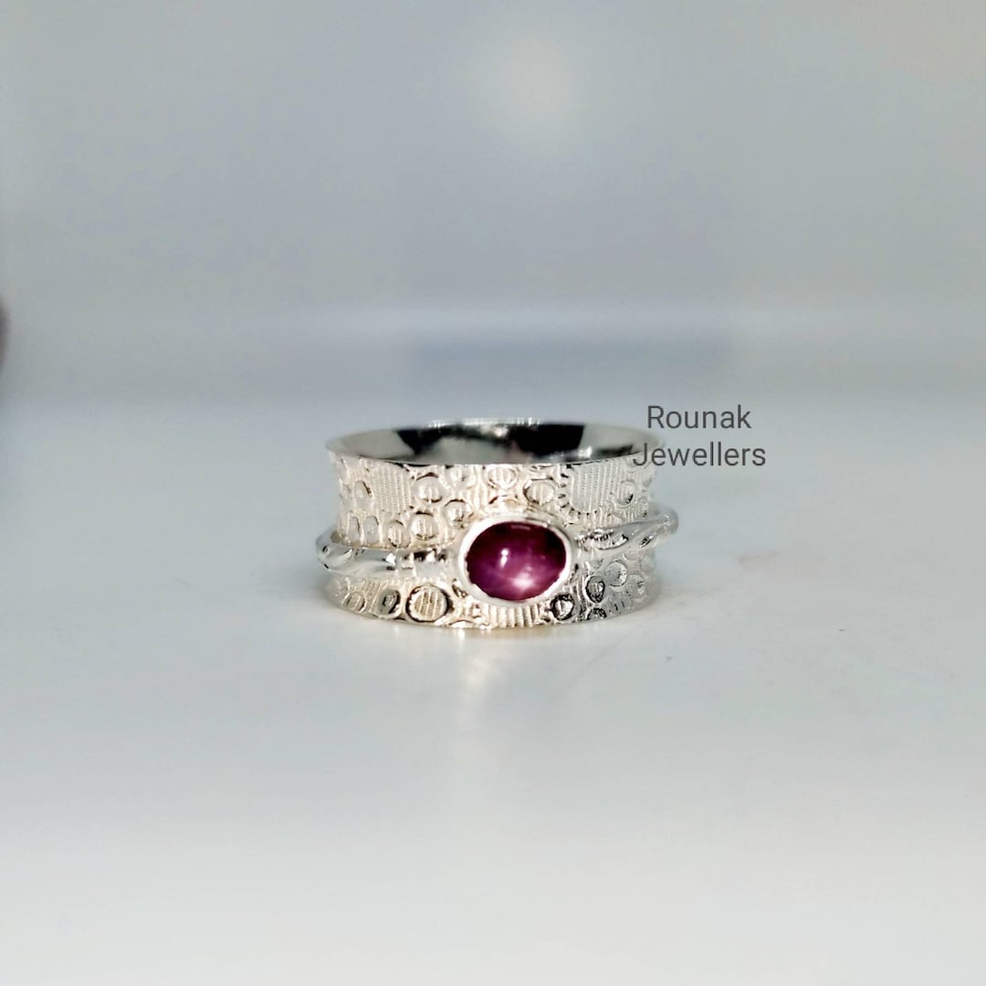Star Ruby Sterling Silver Spinner Ring: Meditation Band - Etsy