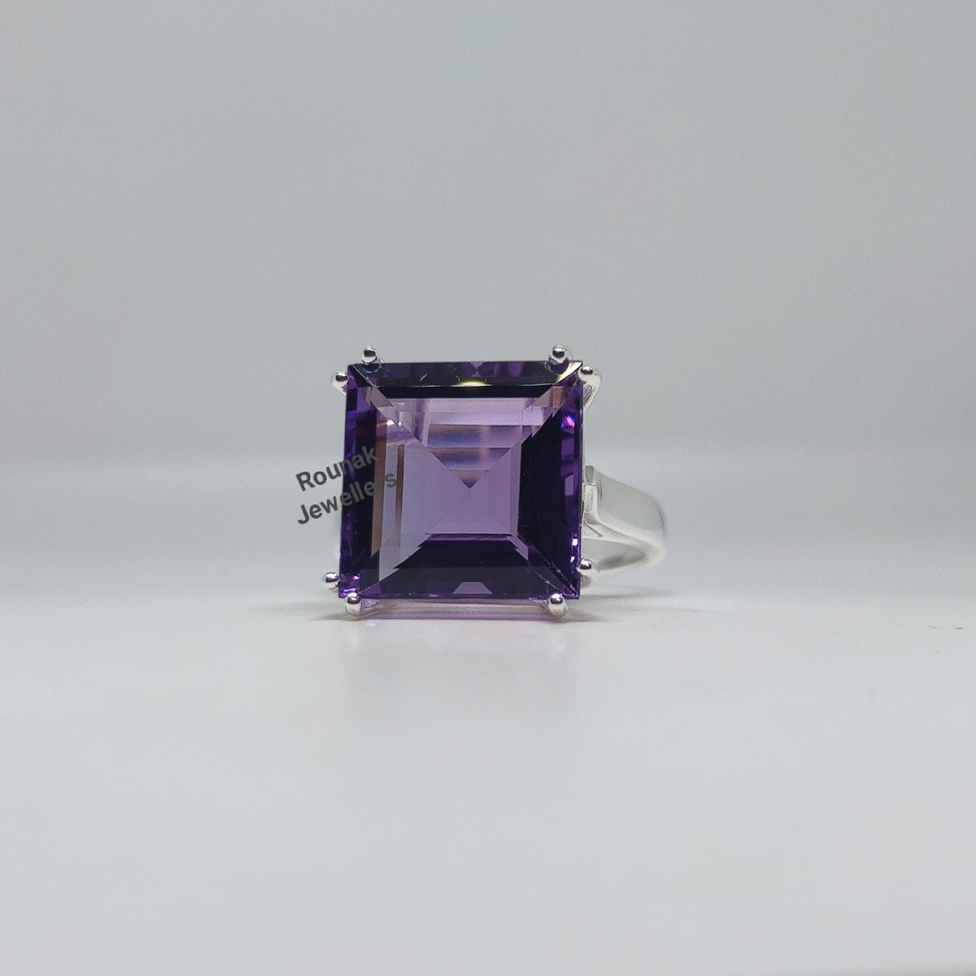 Natural 11.85ct Amethyst Ring, Minimalist Ring, 925 Sterling Silver ...