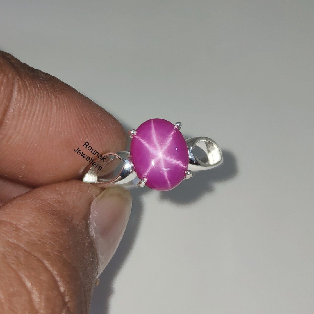 Vintage Star Pink Sapphire Ring, Minimalist Ring, 925 Sterling Silver ...
