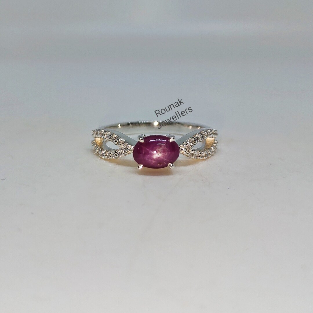 Vintage Star Ruby Ring: 925 Sterling Silver, Cubic Zirconia - Etsy UK