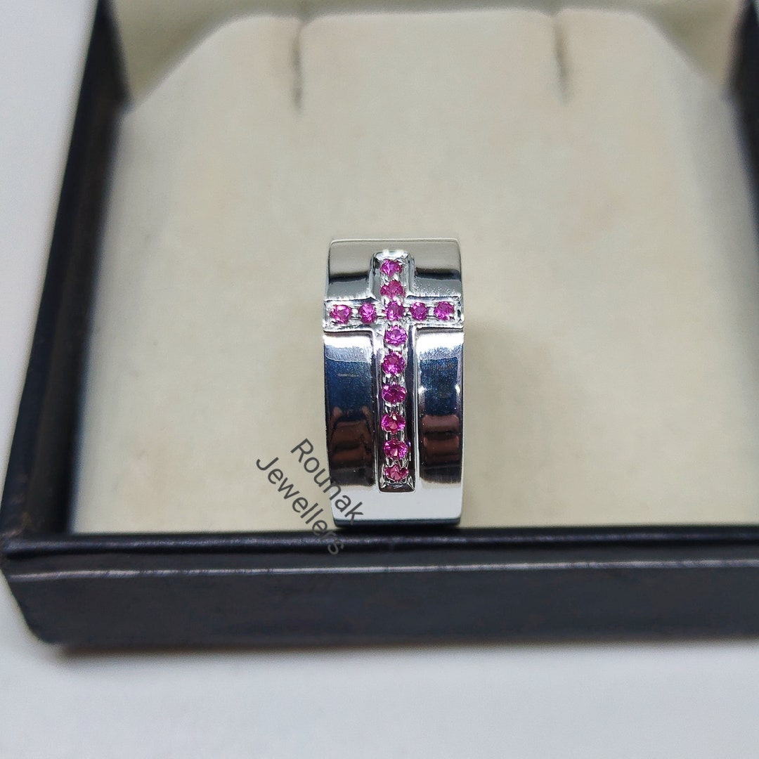 Sterling Silver Ruby Cross Ring - Christian Jewelry - Etsy