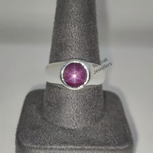 Sterling Silver Star Ruby Ring: Round Solitaire Birthstone - Etsy