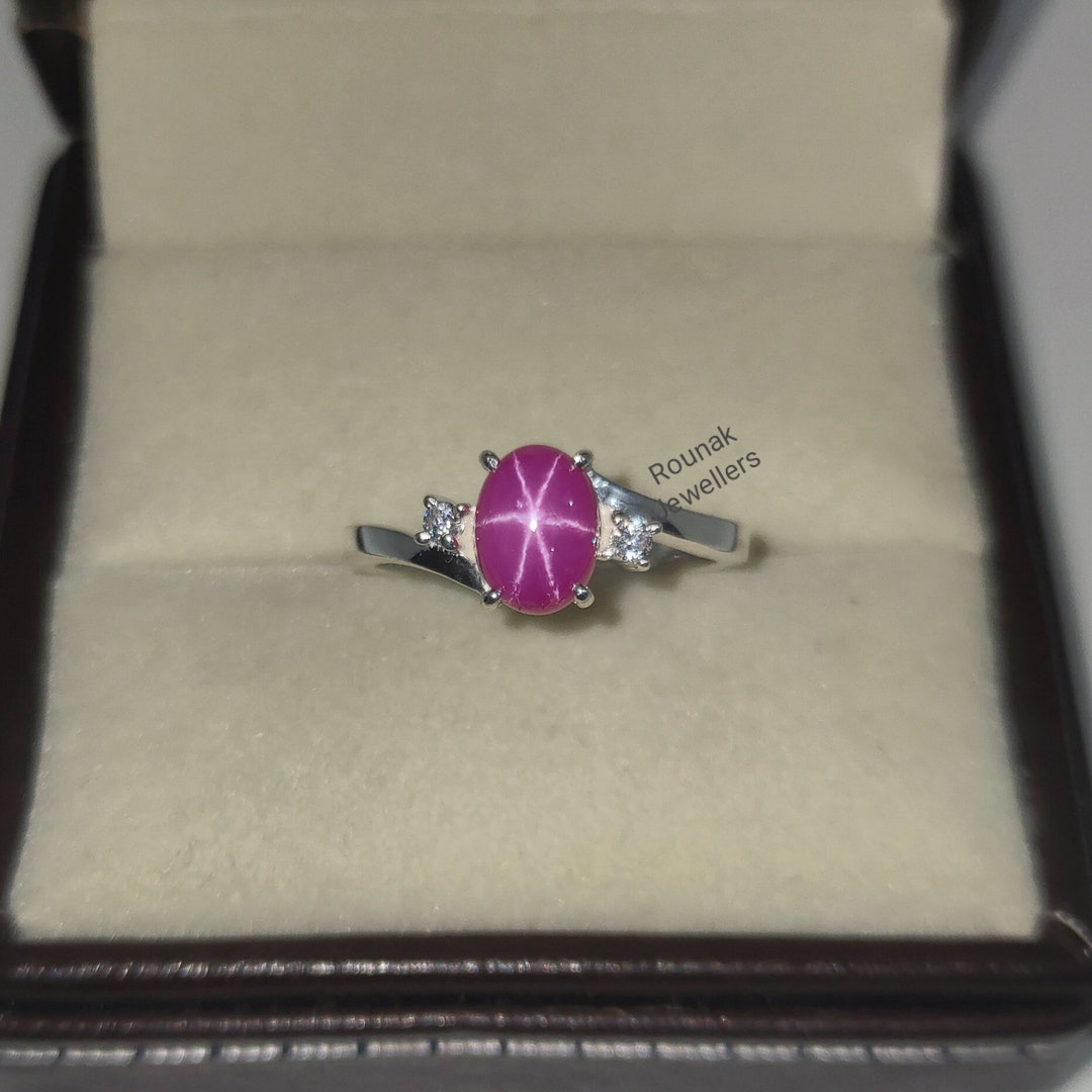 Pink Star Sapphire Ring, Engagement Ring, Lindy Pink Star Ring, 925 ...