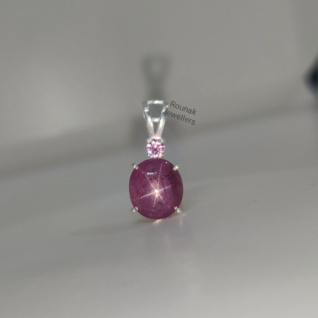 AAA Quality Star Ruby Pendant, Star Ruby Pendant, 925 Sterling Silver ...