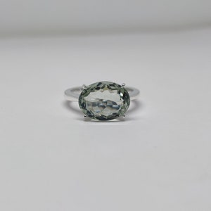 Genuine Green Amethyst Ring, Oval Cut Green Amethyst Ring, 925 Silver ...