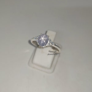 White Star Sapphire Ring Engagement Ring 925 Sterling - Etsy