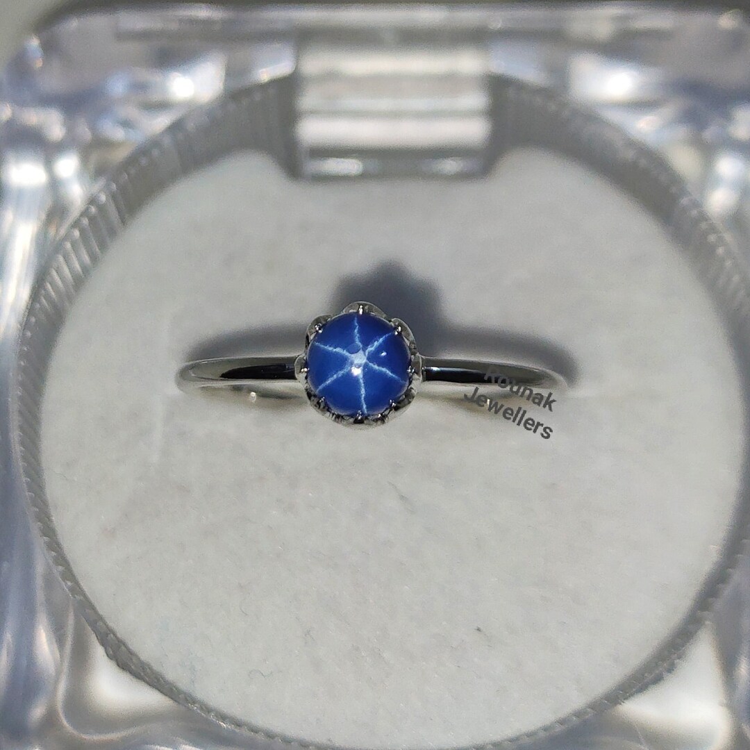 Dainty Blue Star Sapphire Ring, Stacking Ring,925 Sterling Silver ...