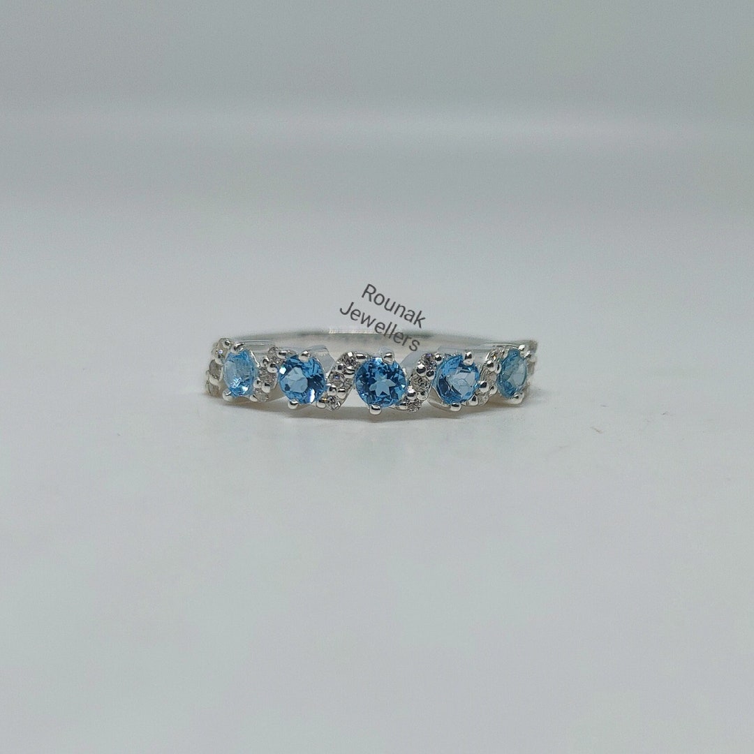 Round Blue Topaz Ring, Engagement Ring, Natural Blue Topaz Ring, 925 ...