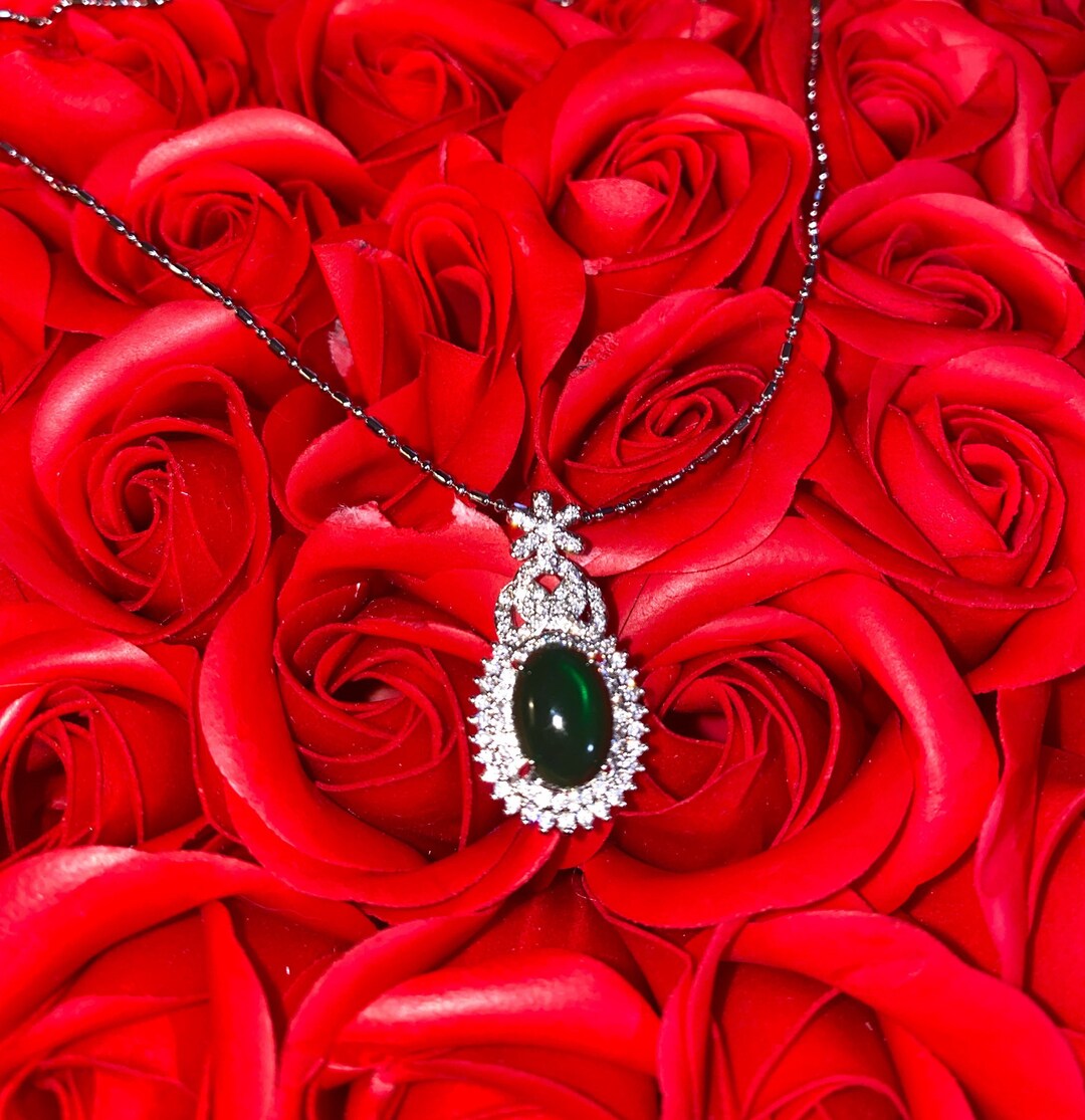 Green Jade Diamond Necklace - Etsy