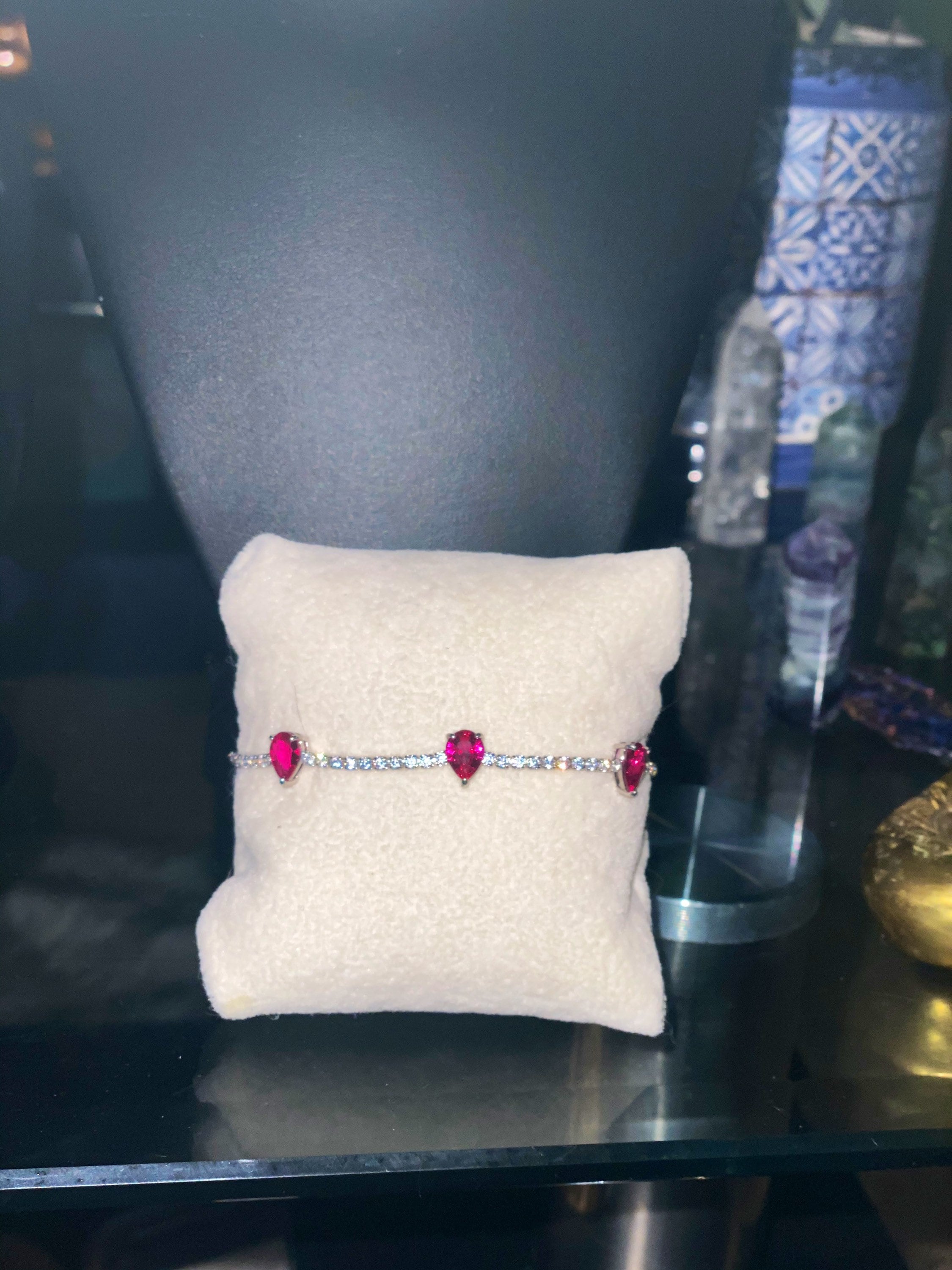 Triple Ruby Red Diamond Bracelet | Etsy