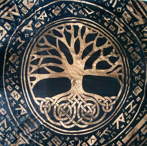 Ancient Rune Tree of Life Wall Tapestry 58x58inches - Etsy
