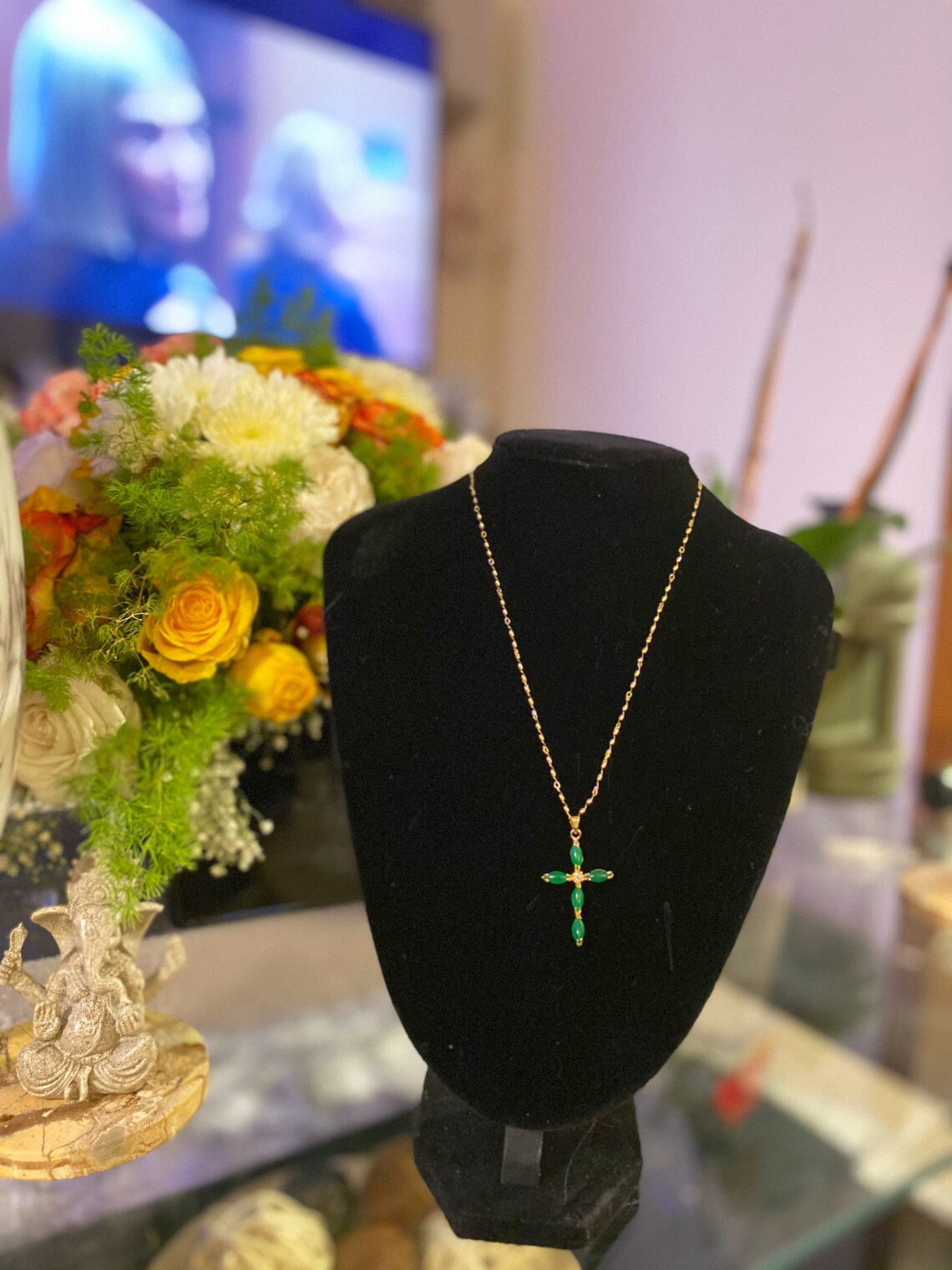 Green Jade Cross Necklace - Etsy