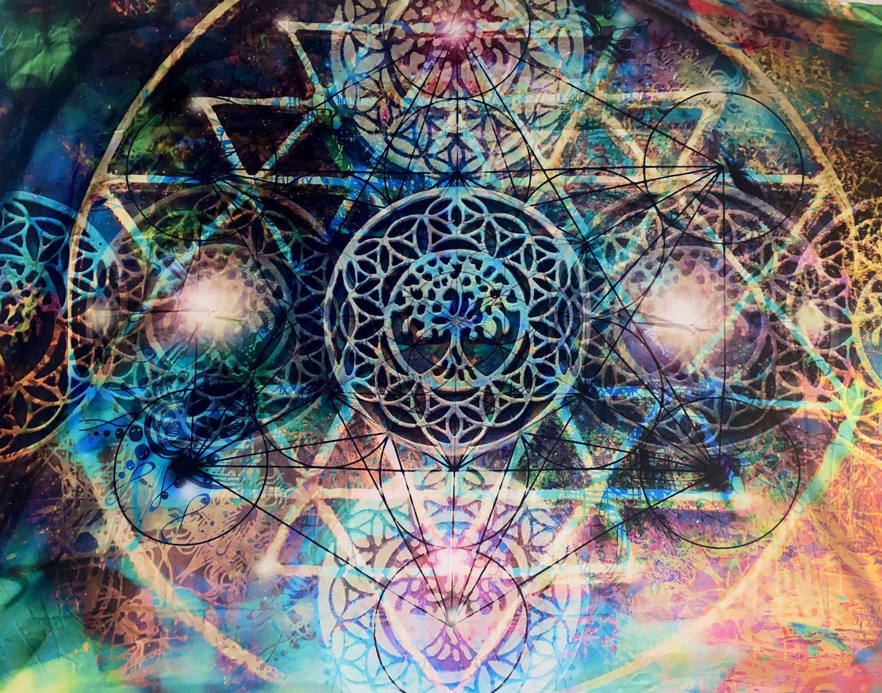 Tie-dye Sacred Geometry Wall Tapestry 90x60 Inches | Etsy