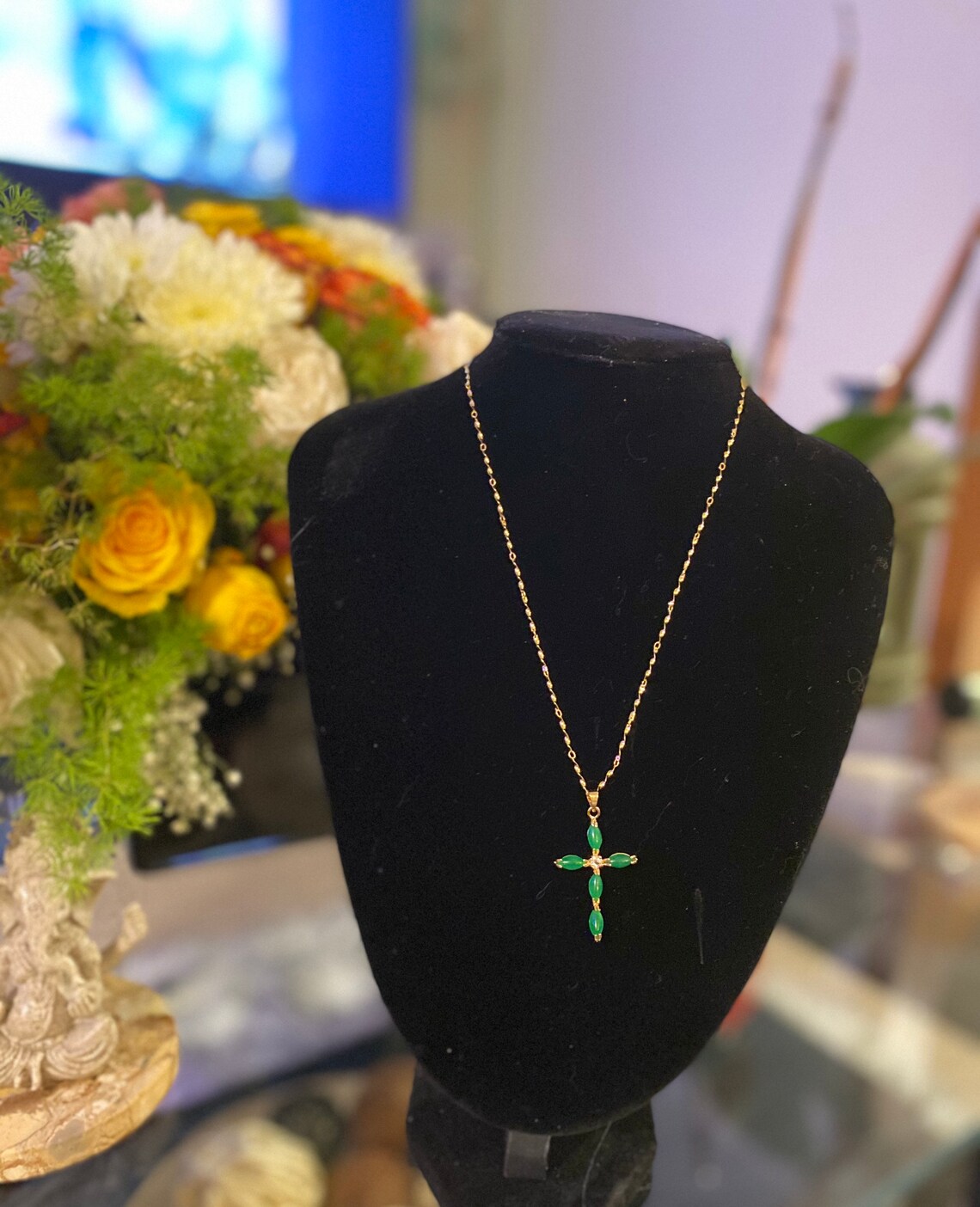 Green Jade Cross Necklace - Etsy