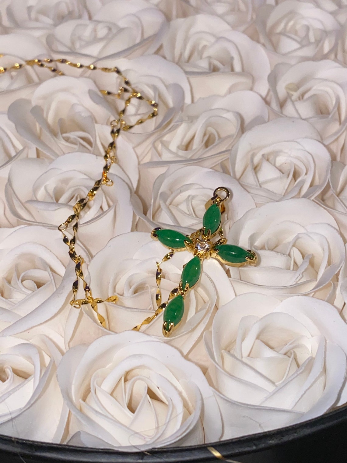 Green Jade Cross Necklace - Etsy