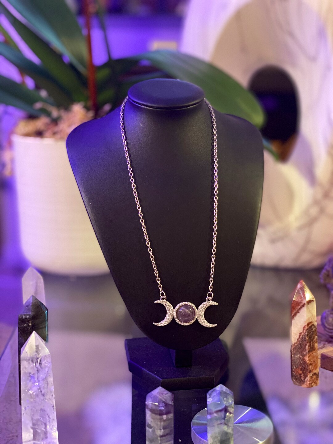Triple Moon Amethyst Necklace - Etsy