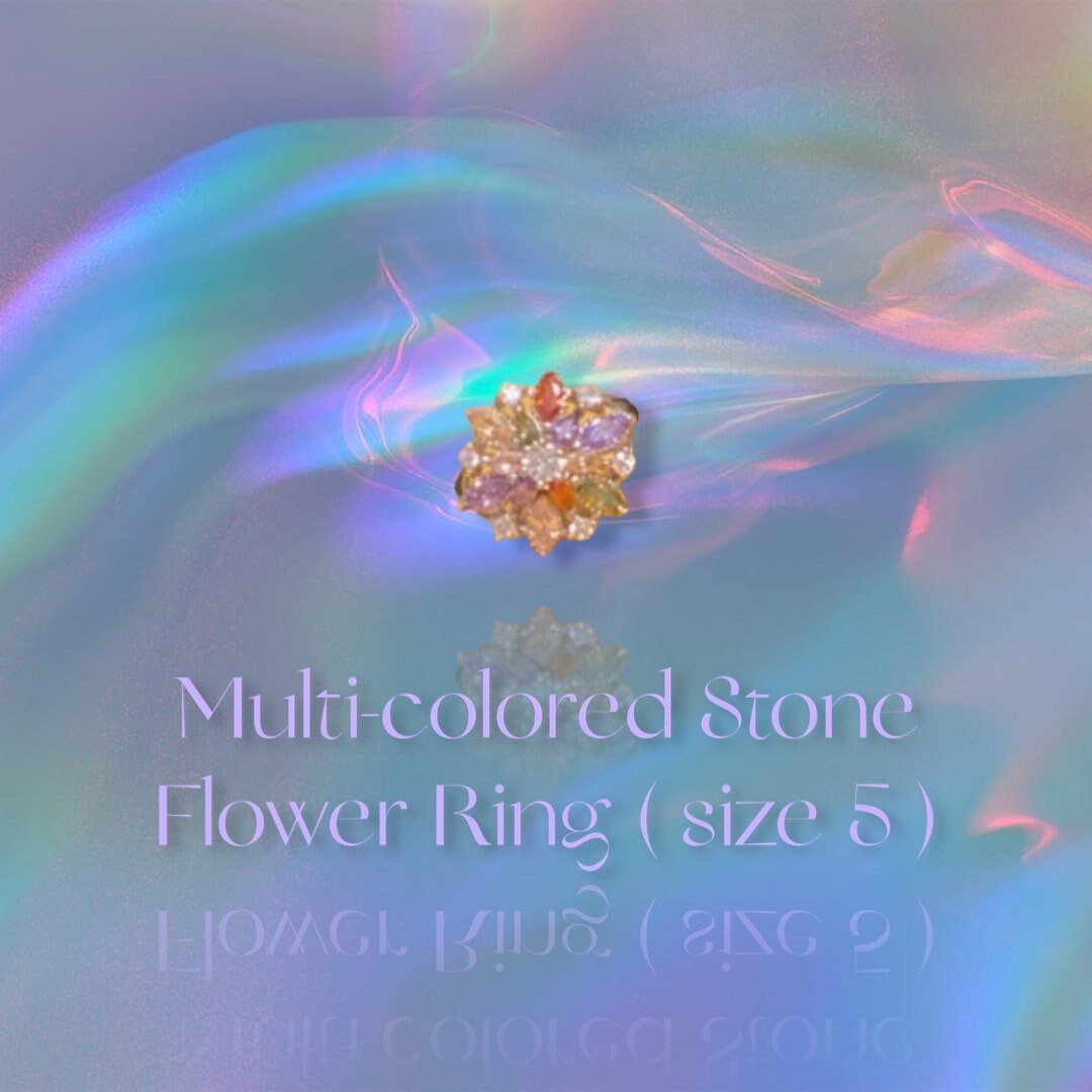 Multicolored Stone Flower Ring (size 5) - Etsy