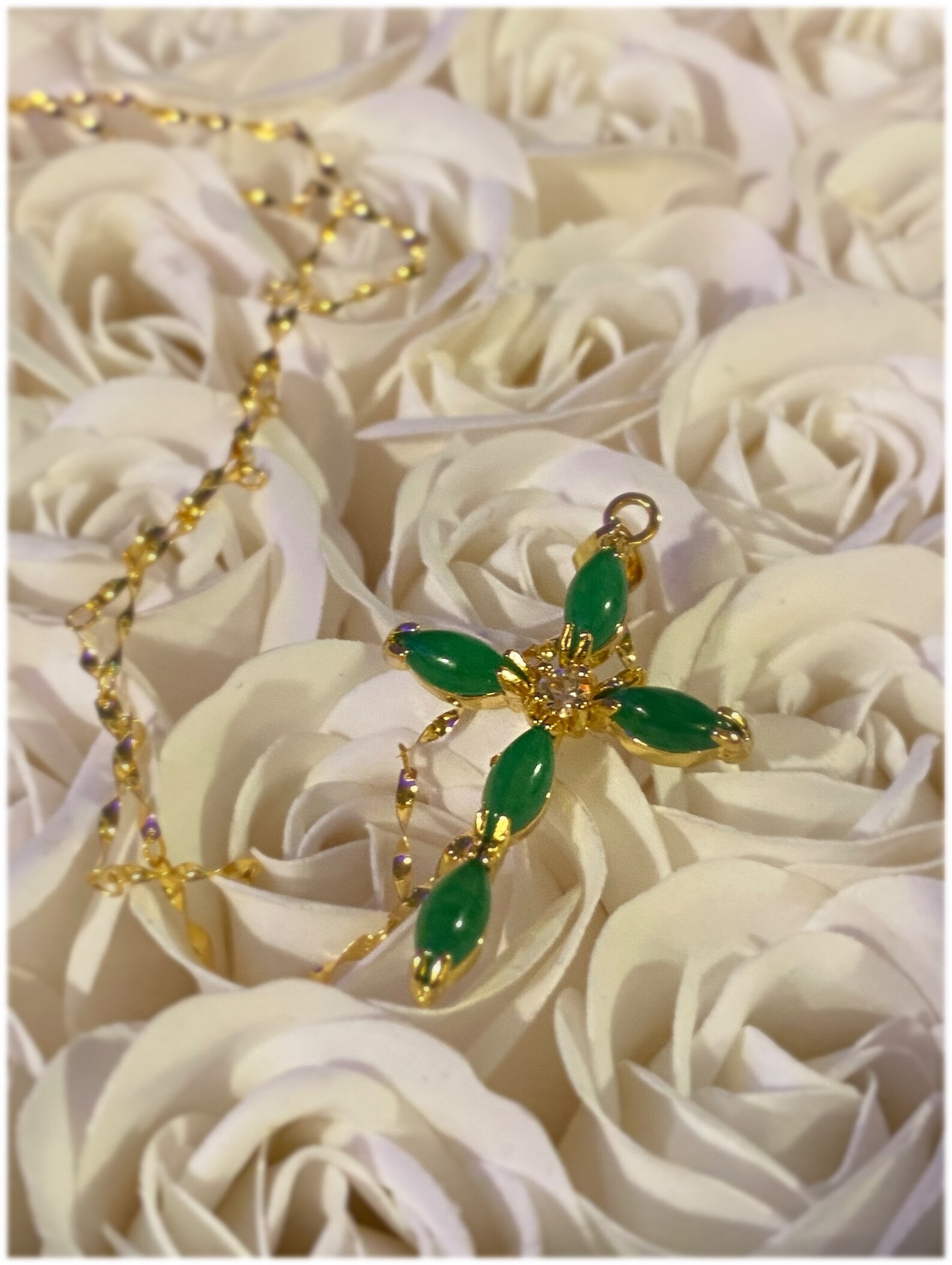Green Jade Cross Necklace - Etsy