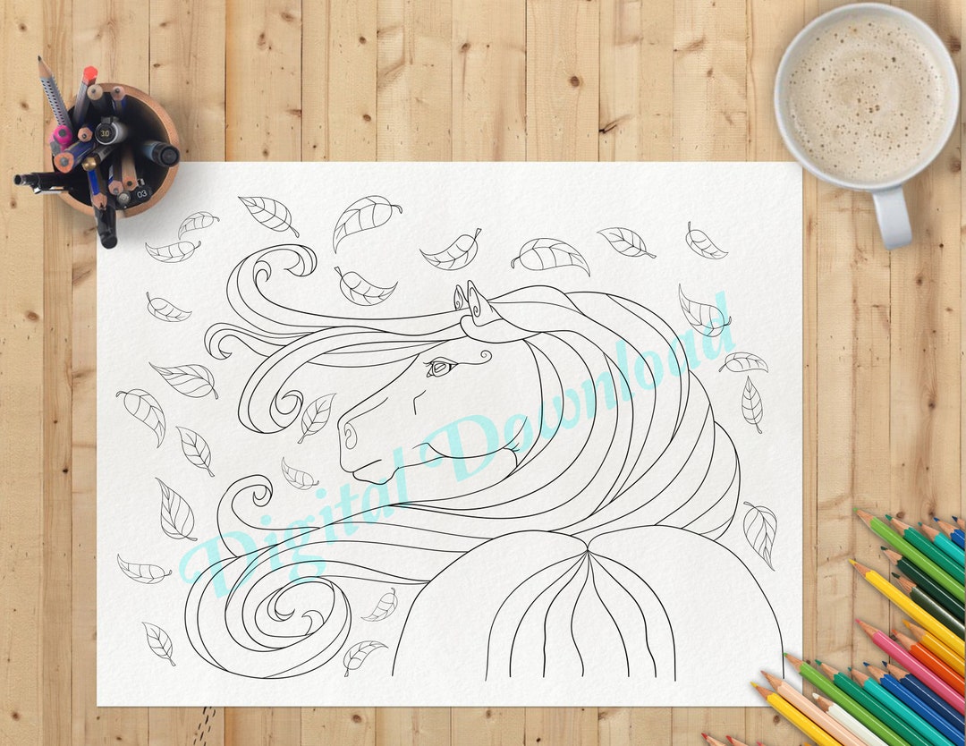 Summer Breeze Horse Coloring Page - Etsy