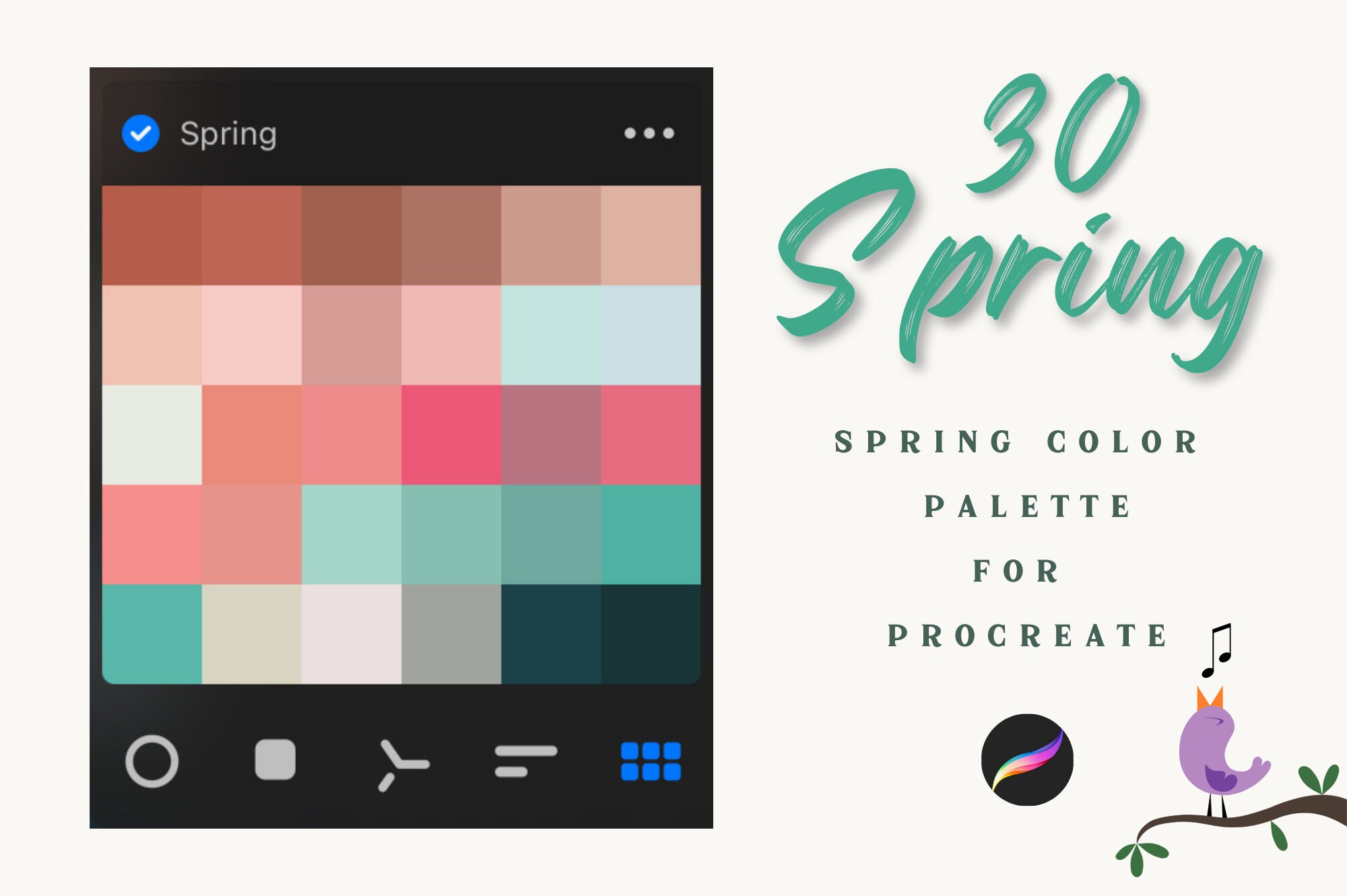 Spring Color Palette ,30 Swatch Set for Procreate on iPad - Etsy