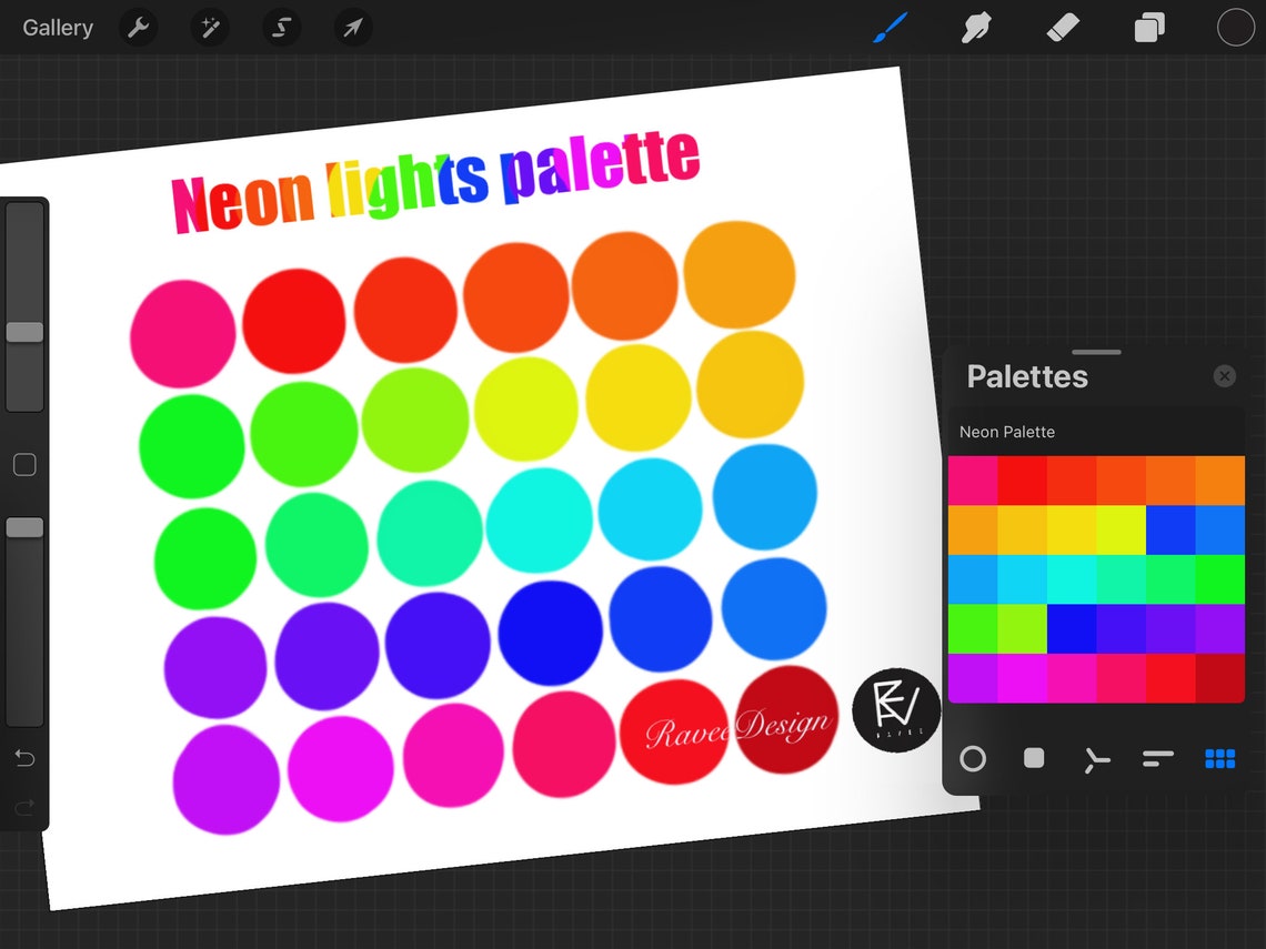 30 Neon Lights Color Palette for Procreate on Ipad, Swatch Color ...