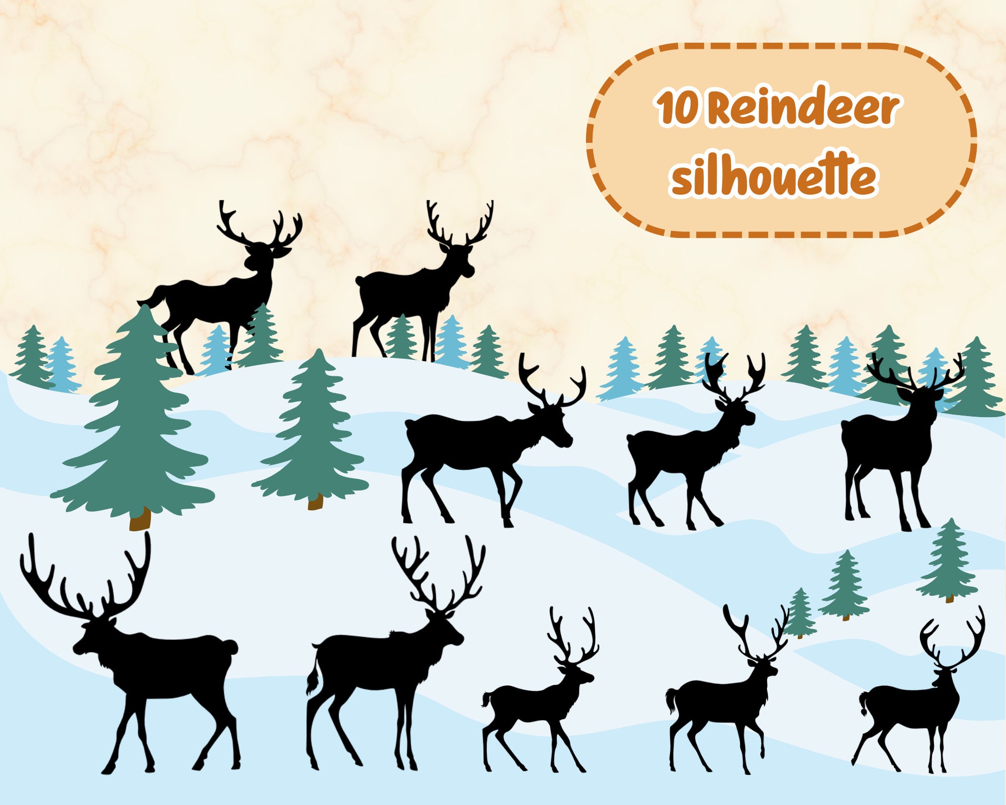 Christmas Reindeer Svg Holiday Silhouettes Christmas Deer Svg - Etsy