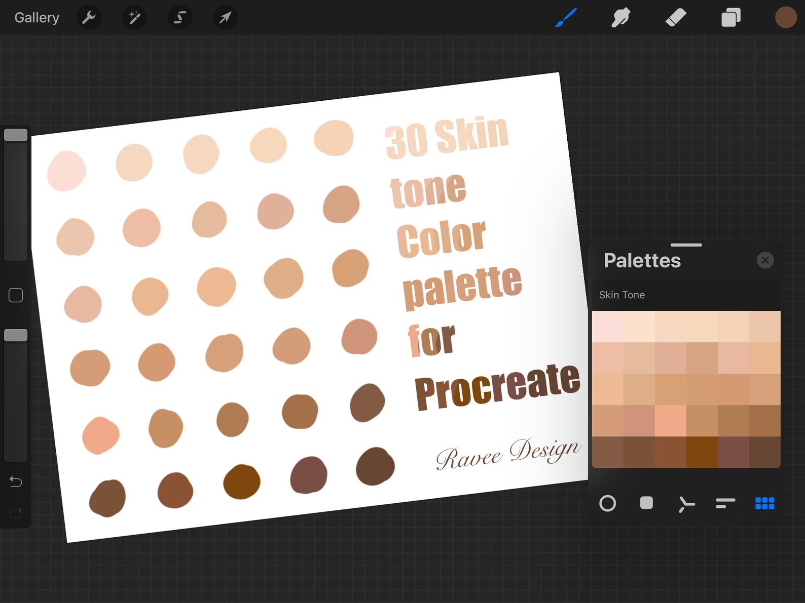 30 Skin Tone Palette Colors Paint for Procreate App on iPad | Procreate ...