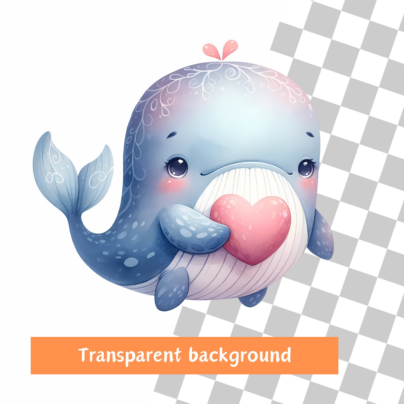 Watercolor Animal Holding Heart Clipart Set - Adorable Nursery Art Pngs ...