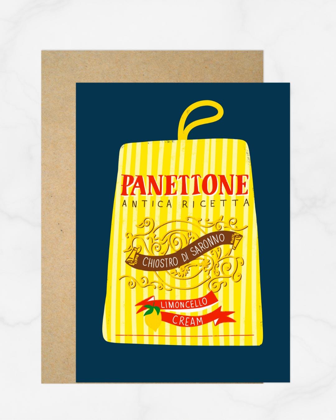 Panettone or Pandoro Greeting Card Illustrated With Hand-painted ...