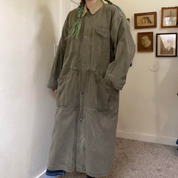 80s vintage sage green barn duster jacket - Gem